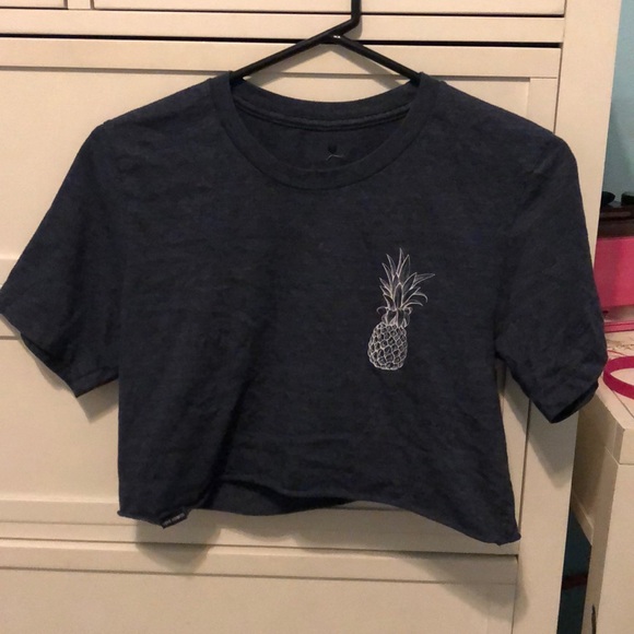 Tops | Small Heather Dark Blue Crop Top | Poshmark